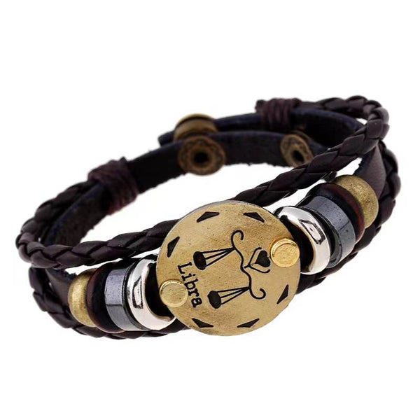 Libra Zodiac leather and hemitite bracelets - American Bead Corp